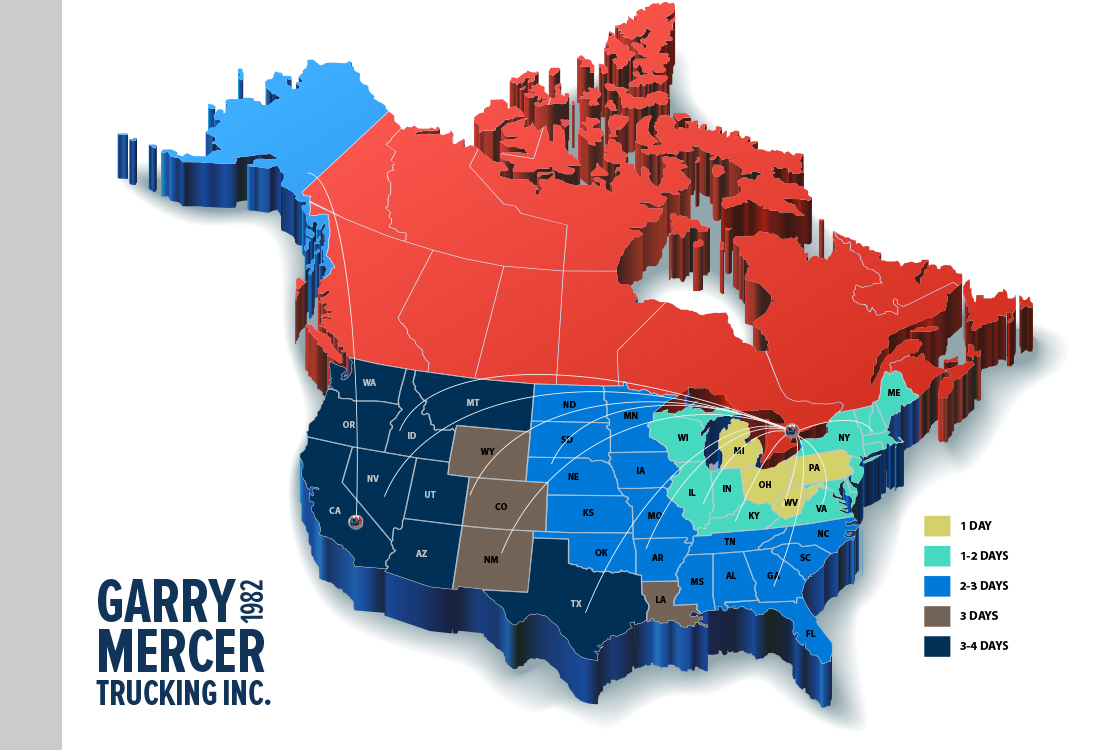 Garry Mercer Trucking - North American Delivery Times